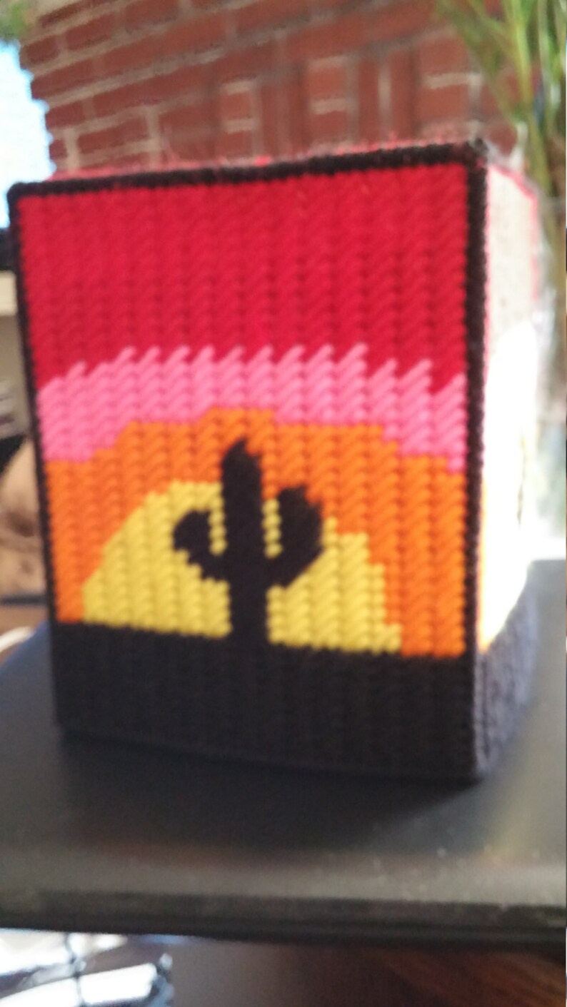 Cactus sunset tissue box cover | Etsy