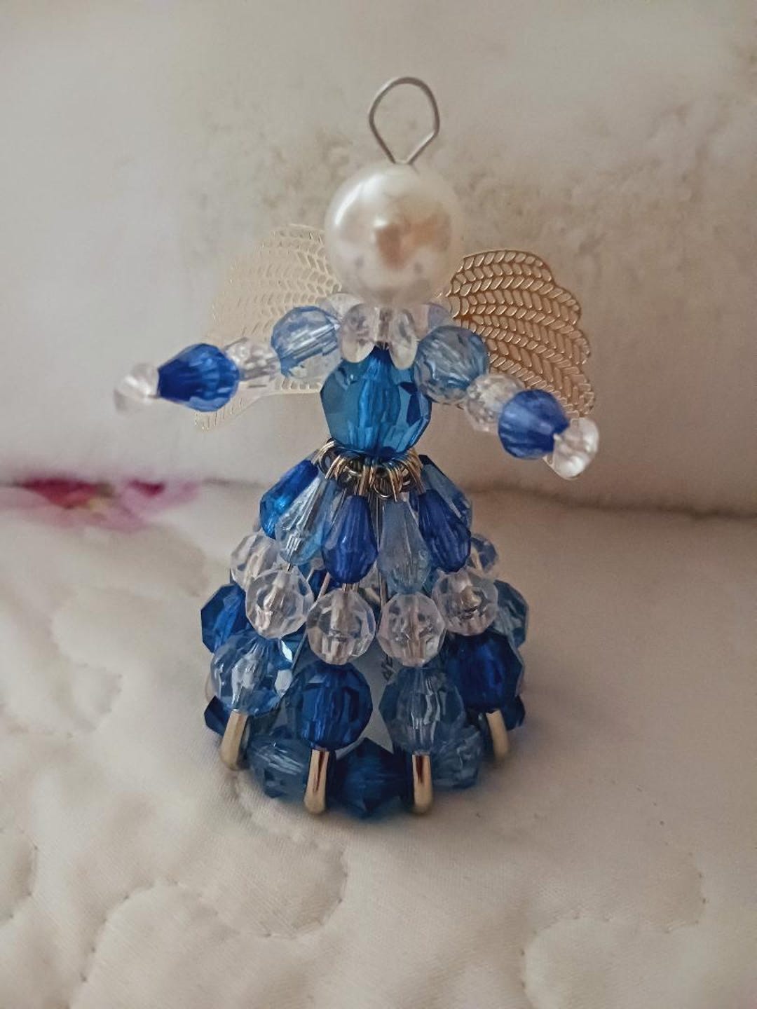 Beaded Silver Safety Pin Angel in Multi Blue - Etsy