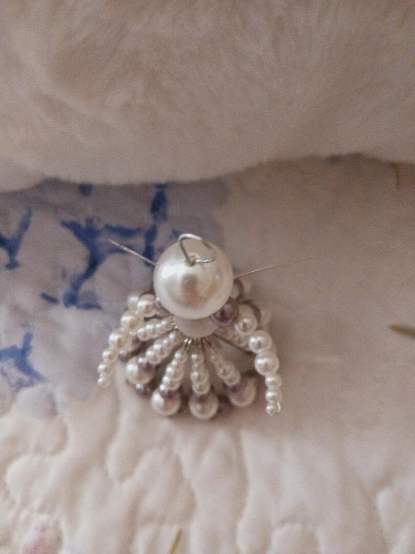 Beaded Silver Safety Pin Angel in Pearl and Greyed Lavender - Etsy
