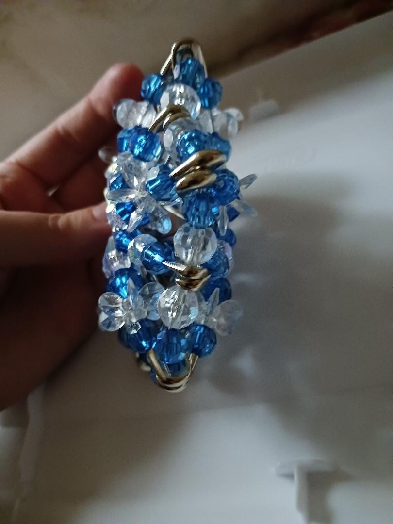 Beaded Safety Pin Star in Blue - Etsy