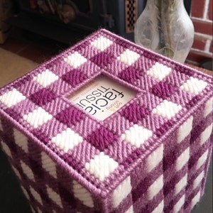 Purple Checkered Tissue Box Cover - Etsy