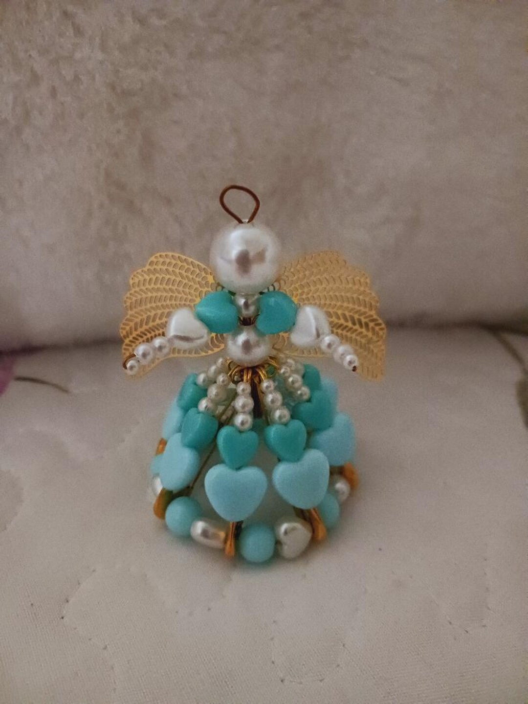 Mini Beaded Gold Safety Pin Angel in Blue Hearts - Etsy