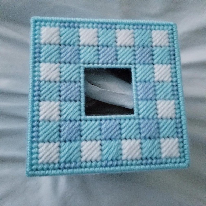 Pastel Blue Checkered Tissue Box Cover - Etsy