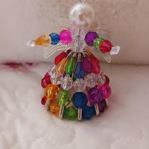 Beaded Silver Safety Pin Angel in Rainbow Beads - Etsy