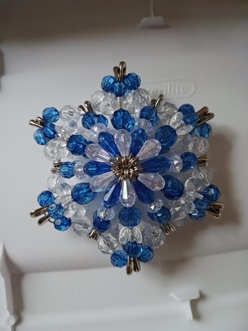 Beaded Safety Pin Star in Blue - Etsy