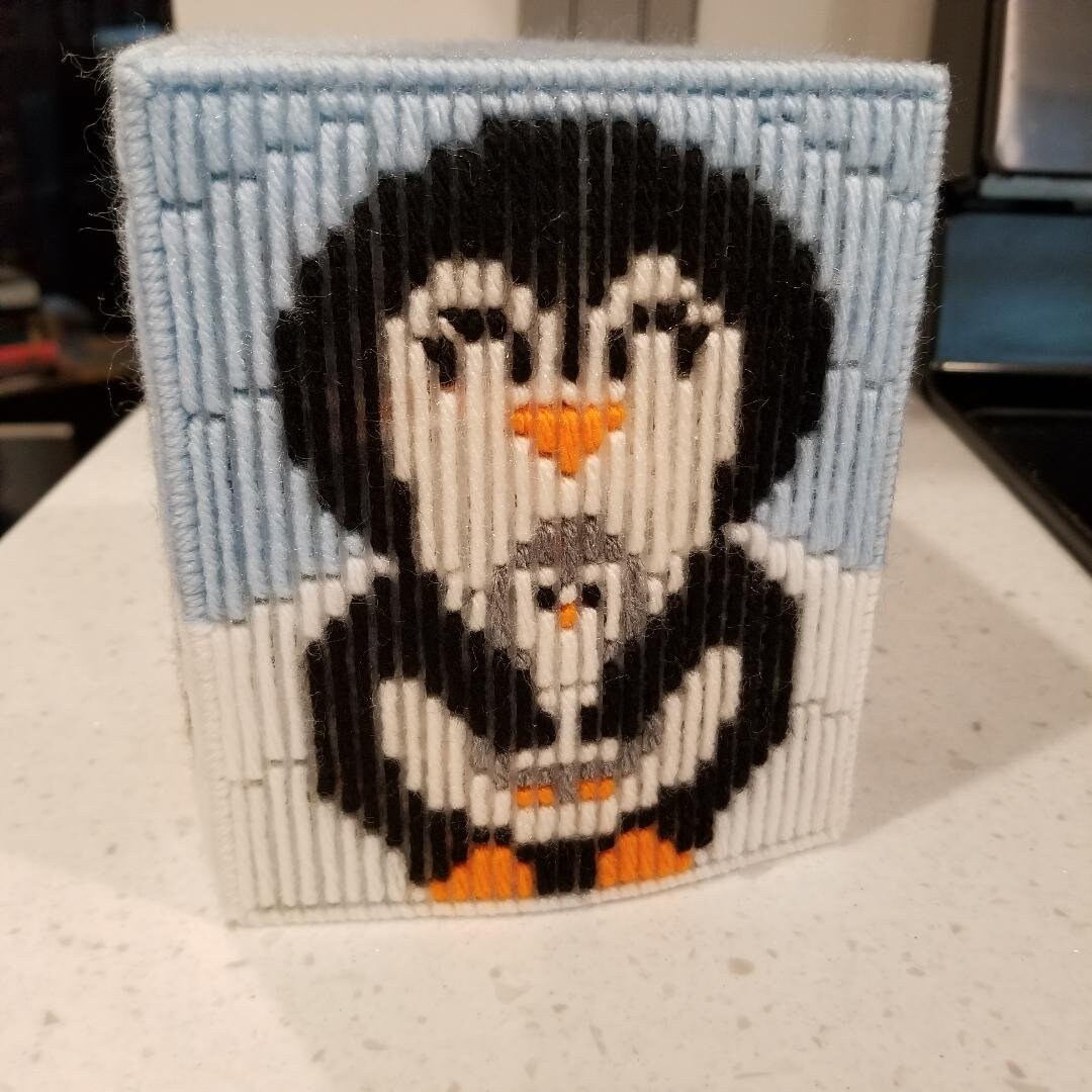 Penguin Long Stitch Tissue Box Cover - Etsy