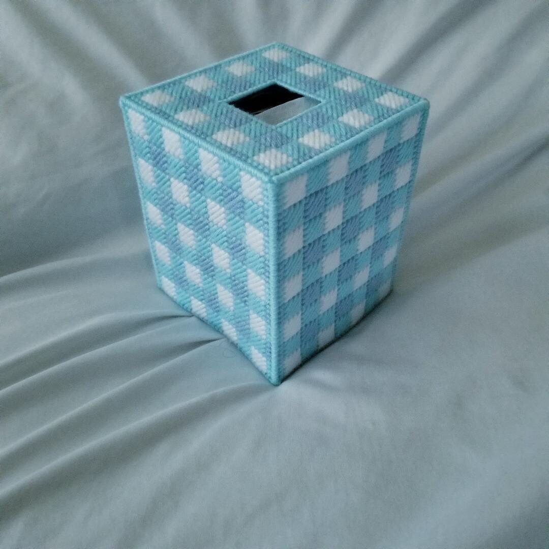 Pastel Blue Checkered Tissue Box Cover - Etsy