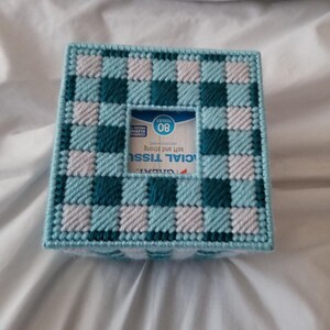 Teal Checkered Tissue Box Cover - Etsy