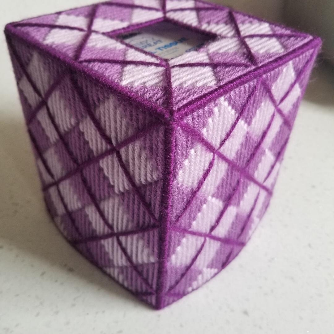 Diamond Plaid Purple Tissue Box Cover - Etsy