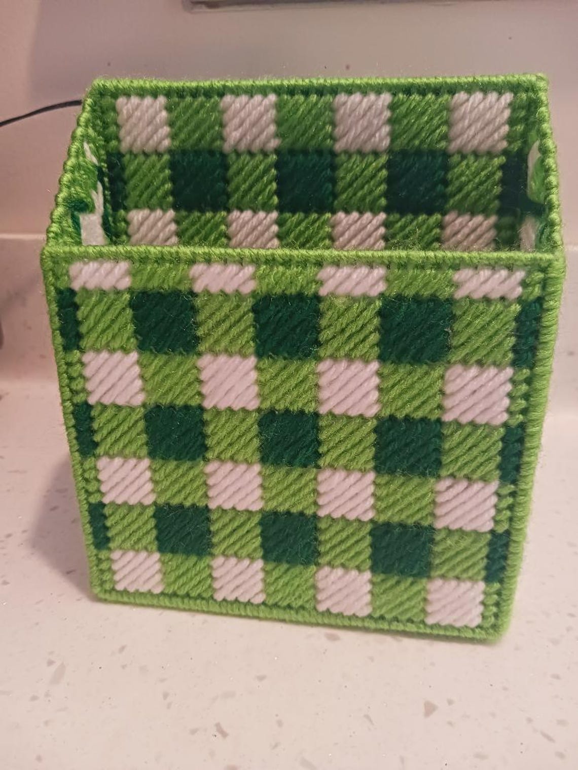 Checkered Green With Pocket Tissue Box Cover - Etsy