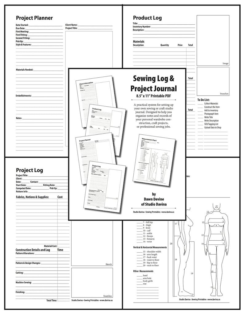 Sewing Log & Project Journal: 5 Forms to Plan and Document Crafting ...