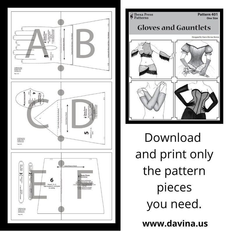 GLOVE PATTERN for STRETCH Fabrics: Gloves & Gauntlets Sewing and ...