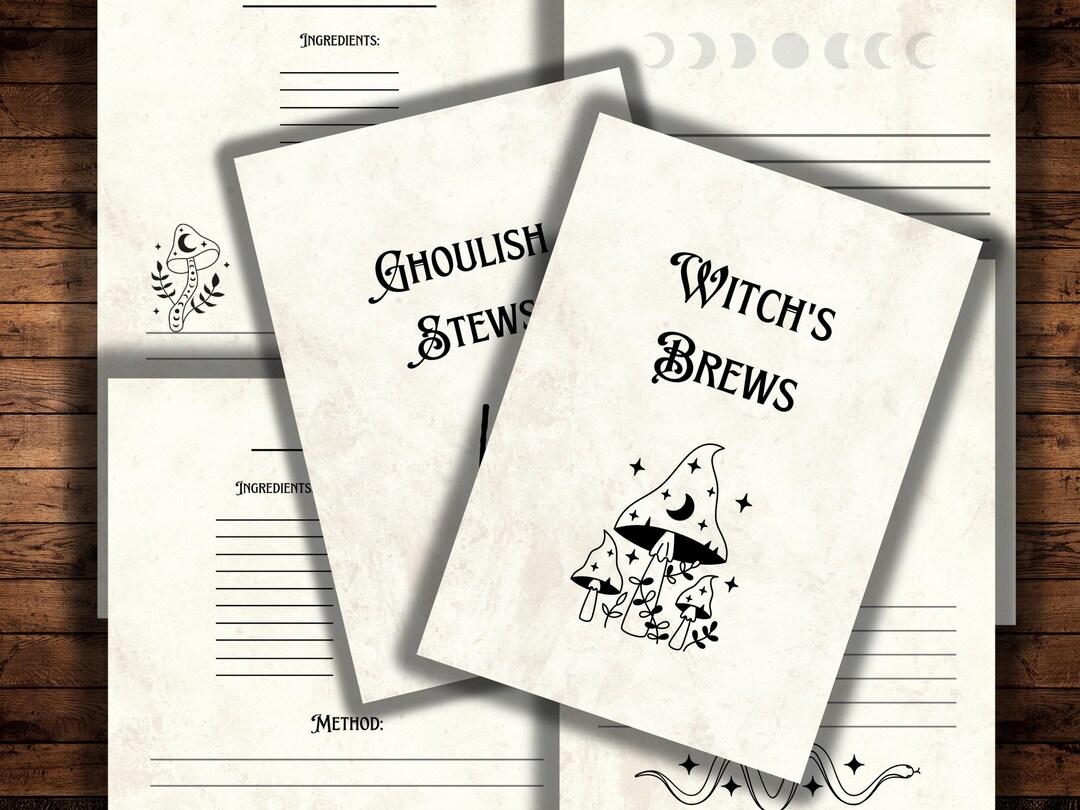 Witch's Brews & Ghoulish Stews Printable Halloween Menu and Recipe Book ...