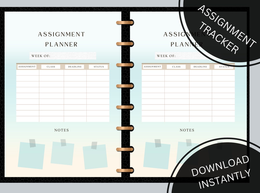 Homework Tracker Printable Assignment and Homework Tracker Assignment ...