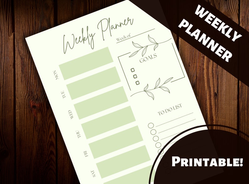 Simple Weekly Planner Printable PDF A4 Weekly Goal Tracker - Etsy