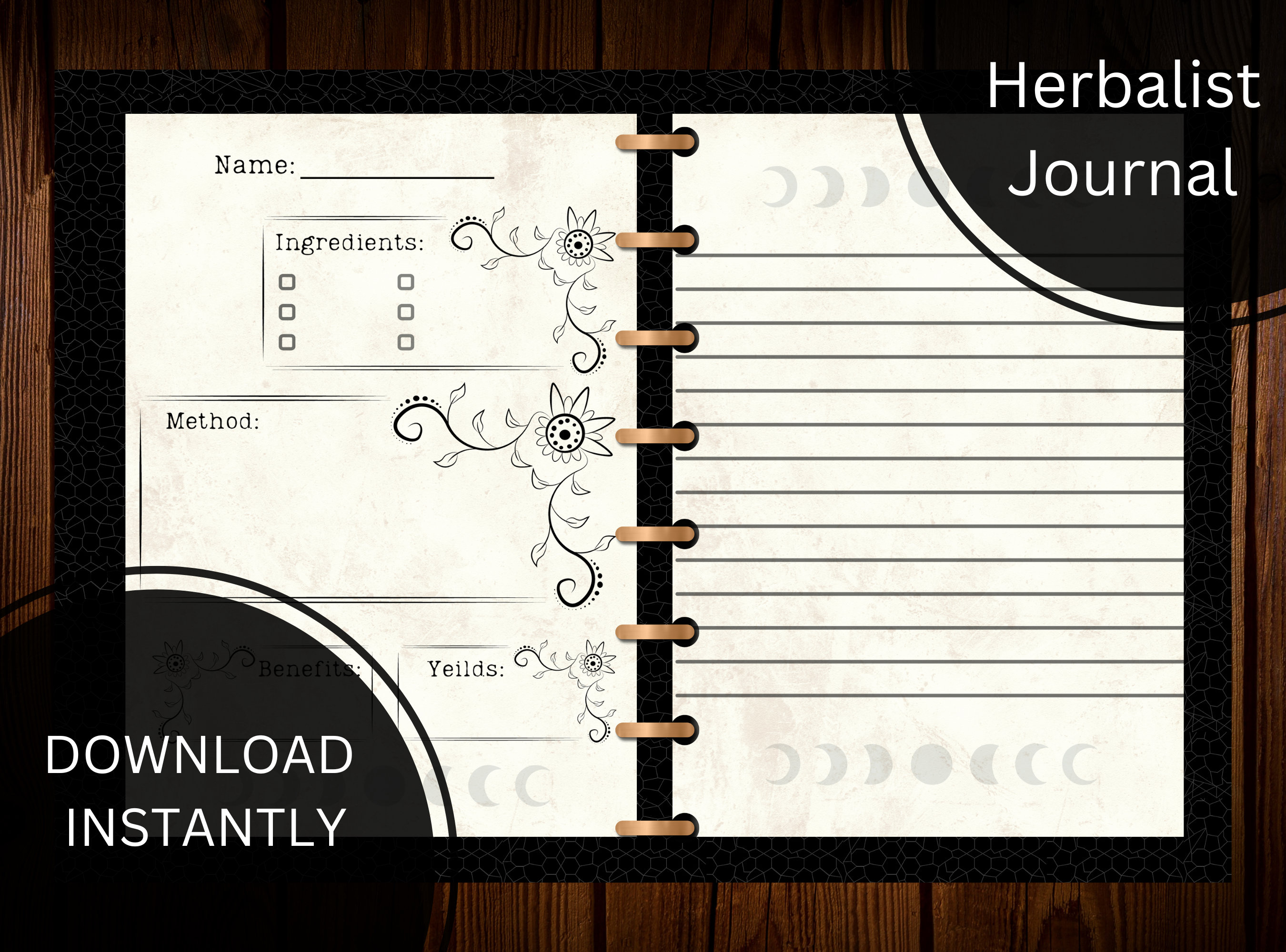 HERBALIST JOURNAL Herbal Remedies Printable Recipe Book - Etsy