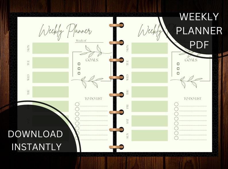 Simple Weekly Planner Printable PDF A4 Weekly Goal Tracker - Etsy