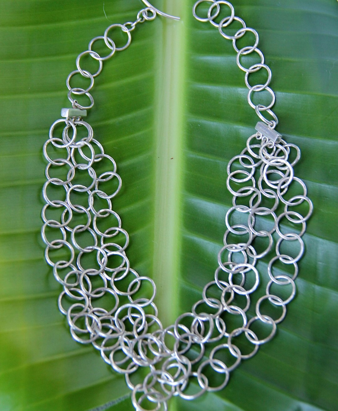 Hammered Circle Sterling Silver Chain Necklace, Hand Forged, Solid ...
