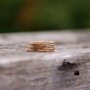 14K Gold Hammered Stacking Rings, Handmade, 14k, Made in San Diego ...