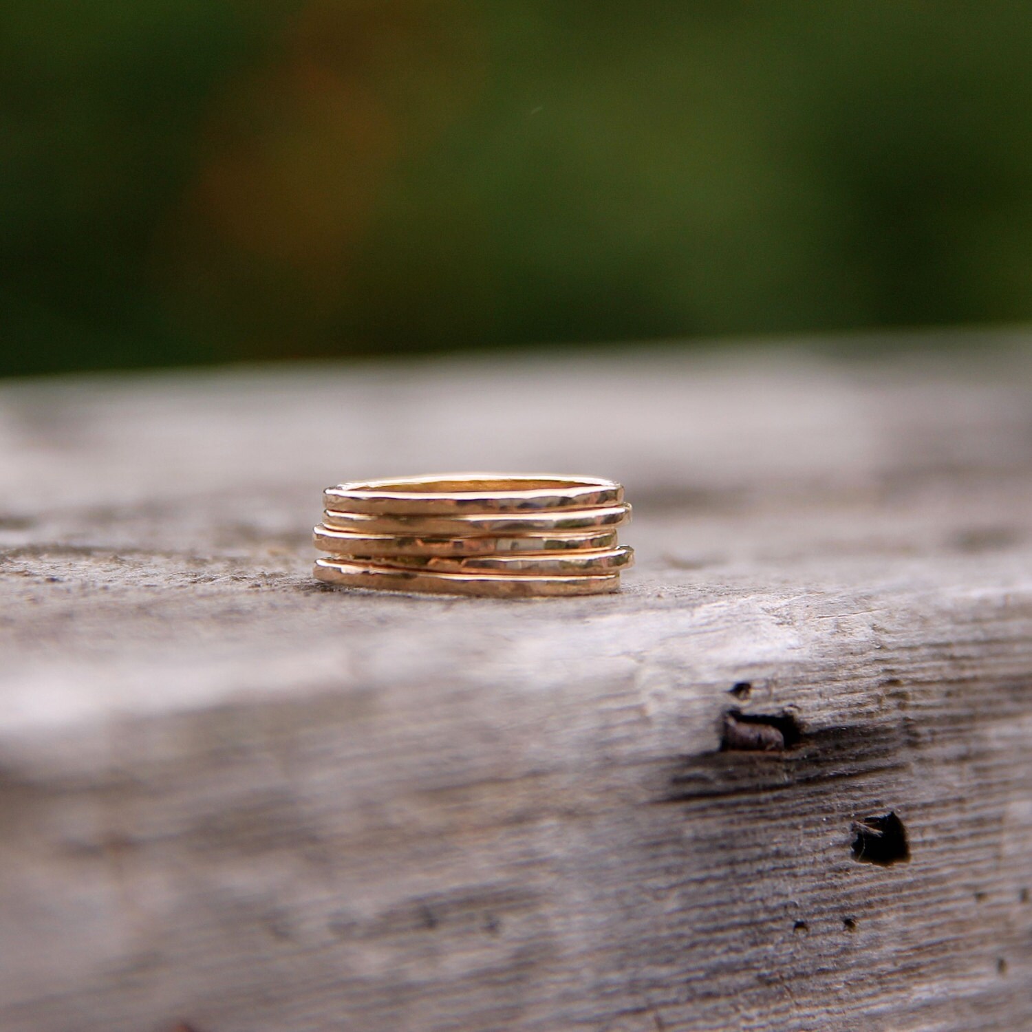 14K Gold Hammered Stacking Rings, Handmade, 14k, Made in San Diego ...