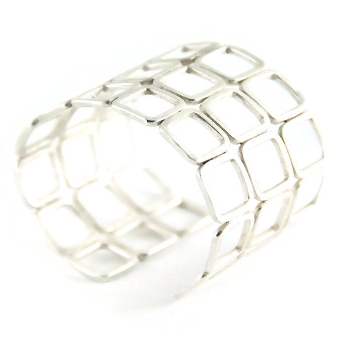 Square Grid Sterling Silver Cuff Bracelet - Etsy