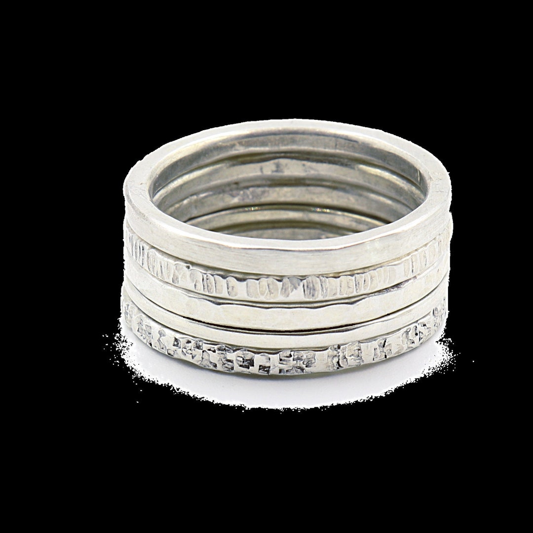 5 Stack Sterling Silver Ring Set - Etsy