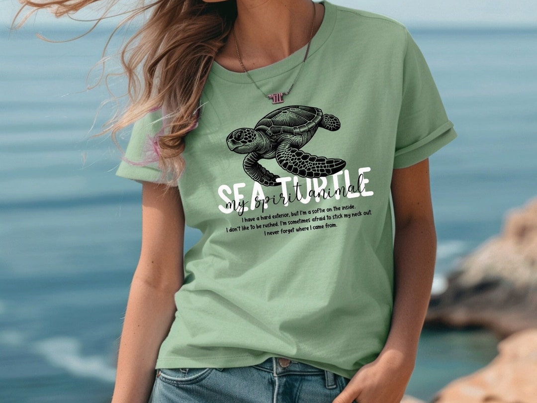 Sea Turtle Tshirt Spirit Animal Design Sea Life T-shirt for Beach Lover ...