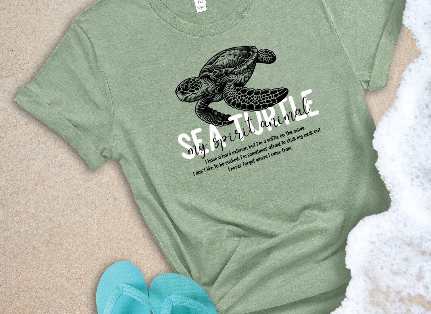 Sea Turtle Tshirt Spirit Animal Design Sea Life T-shirt for Beach Lover ...