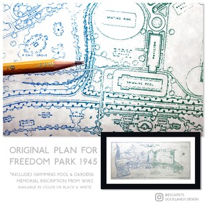 FREEDOM PARK 1945 Silkscreen Print Restored From Original Hand Drawn ...