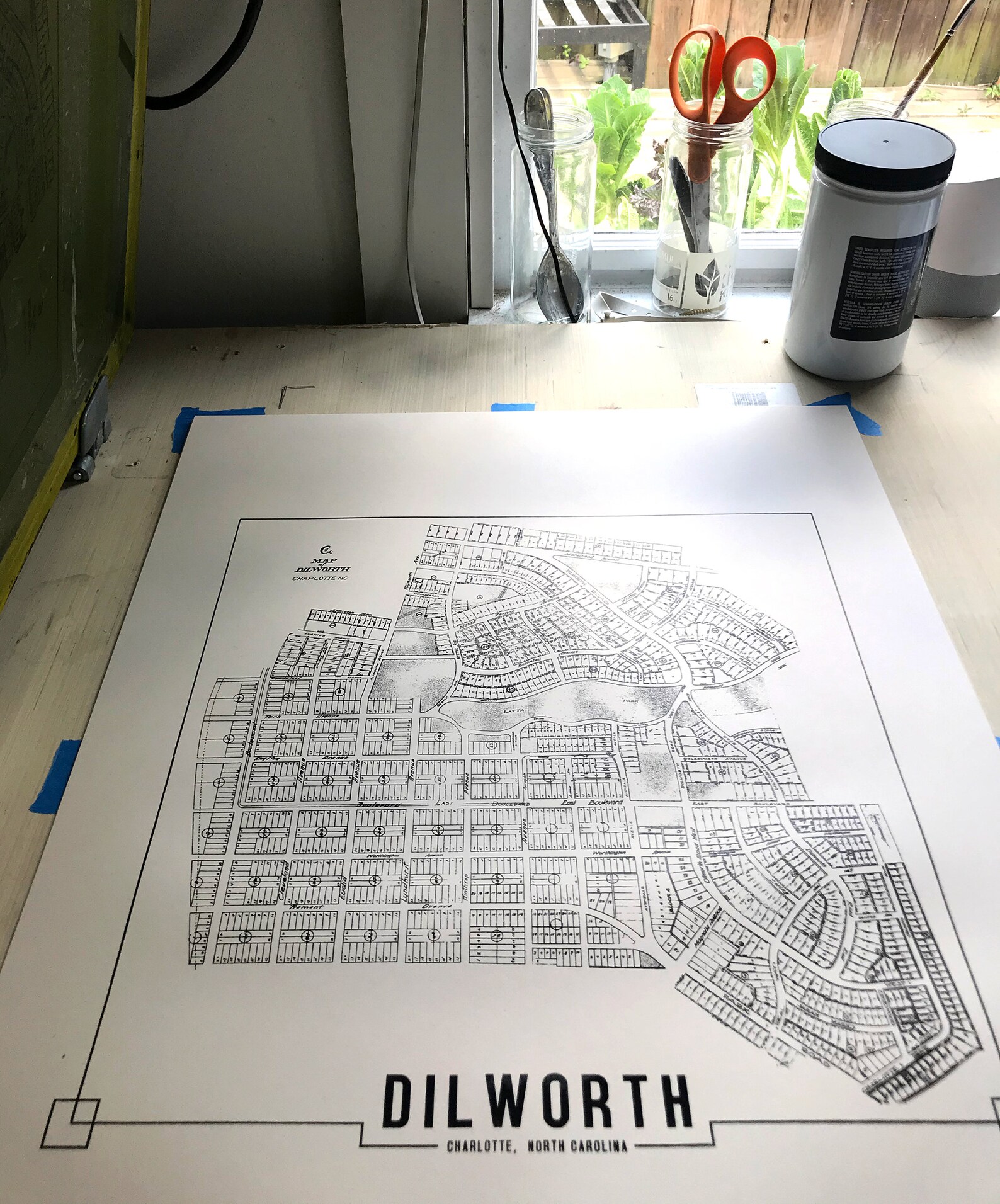 DILWORTH (charlotte) Hand Drawn Plat Map, Historic 1900-1930s Composite ...