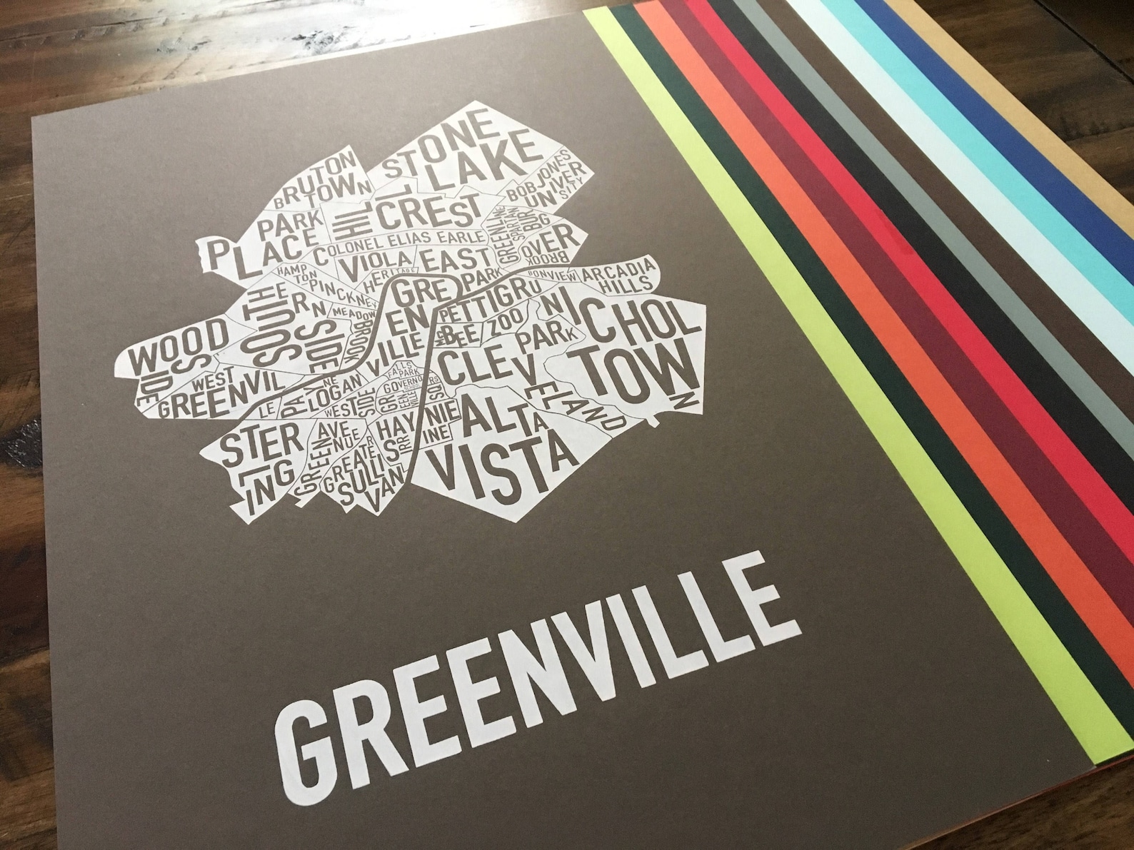 Greenville South Carolina Neighborhoods Screen Print Map - Etsy
