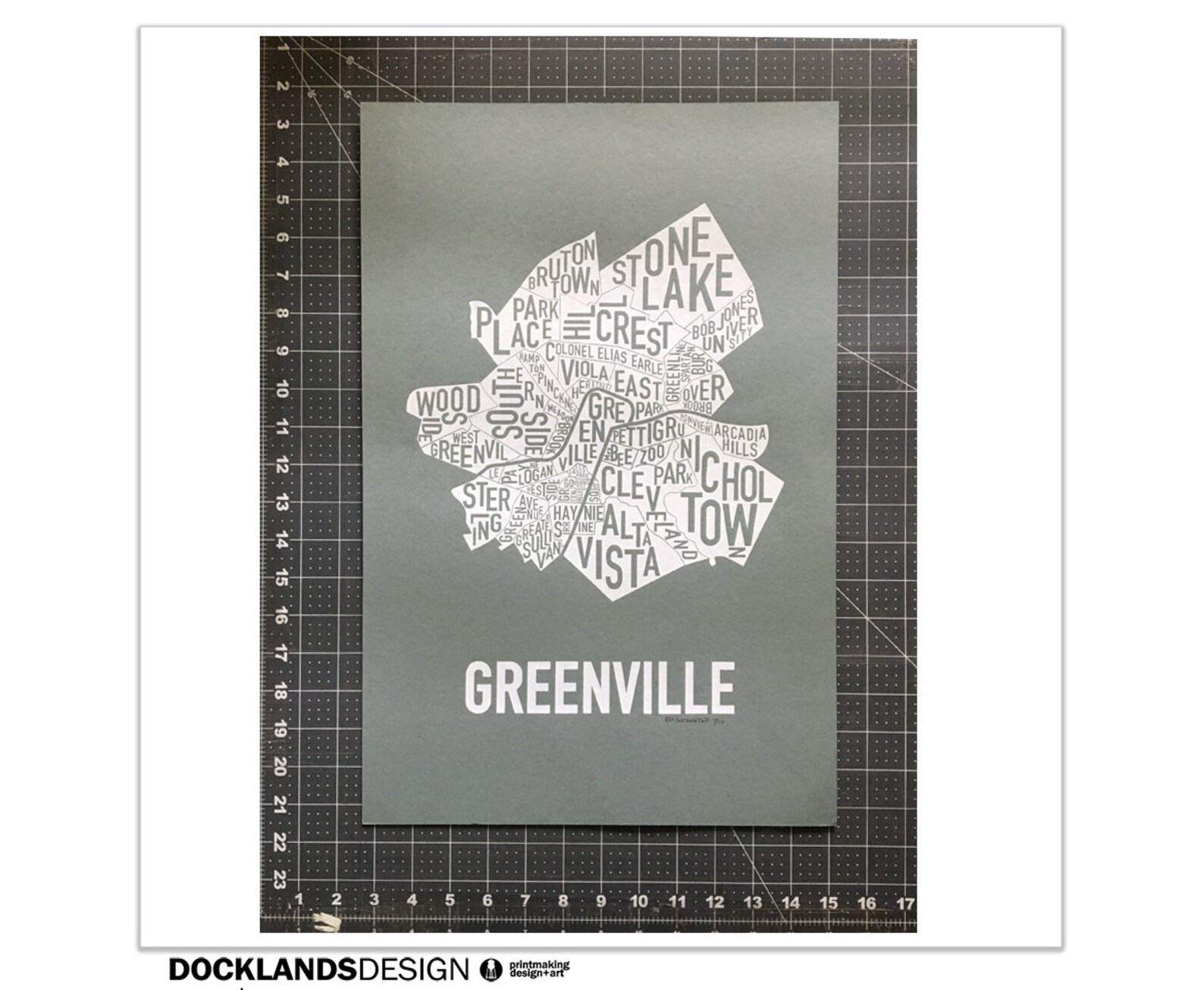Greenville South Carolina Neighborhoods Screen Print Map - Etsy
