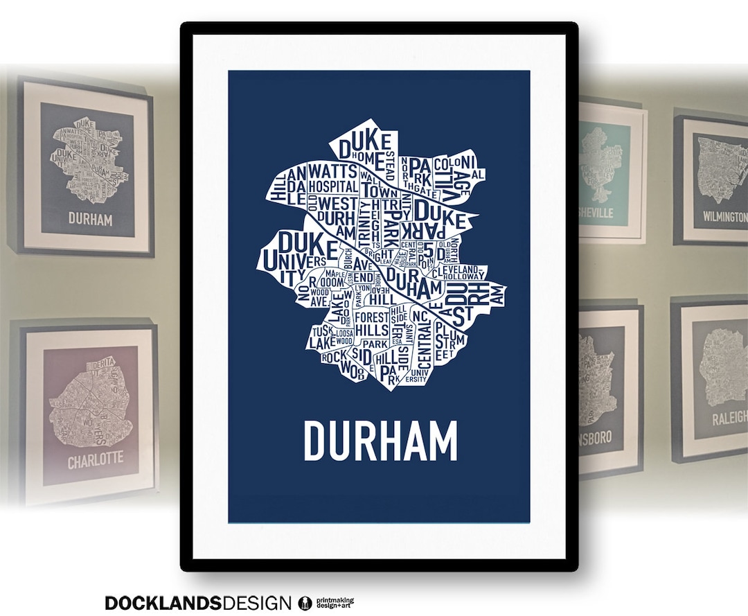 Durham, North Carolina Neighborhood Screen Print Map - Etsy