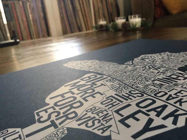 Asheville North Carolina Neighborhood Screen Print Map - Etsy