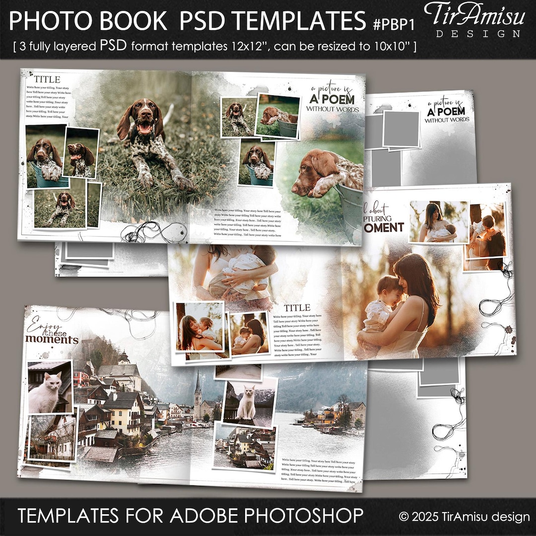 Photo Album PSD Templates for Photoshop| Family Photobook| Baby Photo ...