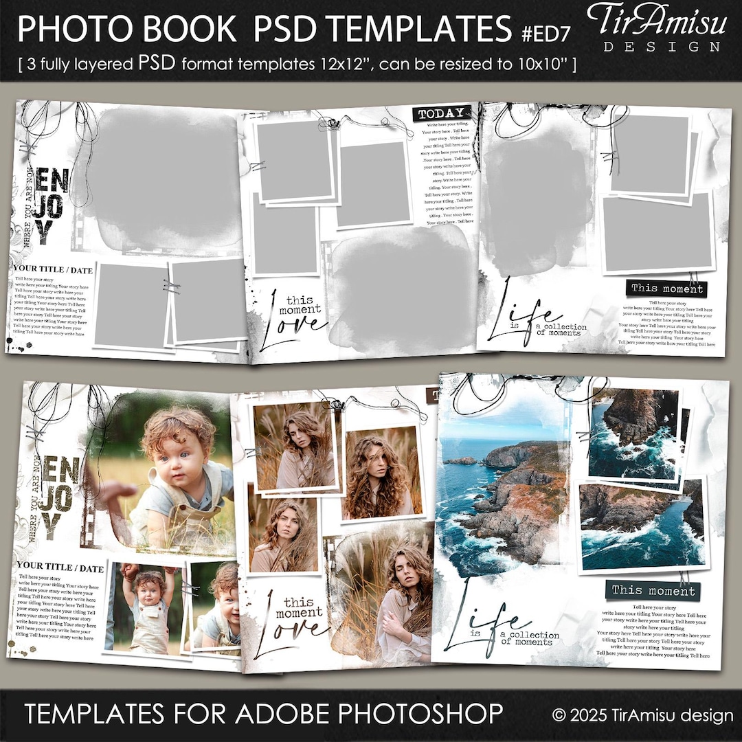 Photo Album PSD Photoshop Template | Family Photobook Layout| 1 Year ...