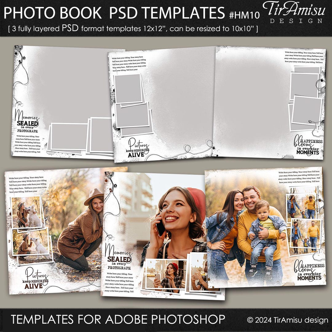 Photo Album PSD Photoshop Template | Family Photobook Layout| 1 Year ...