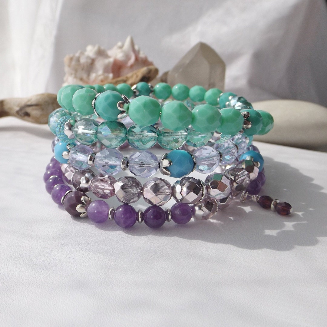 Southwest Boho Wrap: Memory Wire Stacking Bracelet in - Etsy