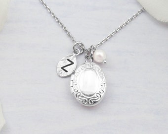 Dainty Initial Locket Necklace - Etsy