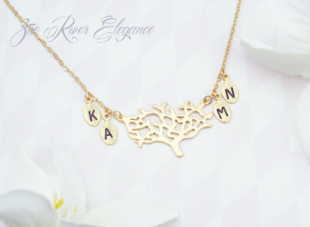 Personalized Family Tree Necklace. Choose Silver or Gold Personalized ...