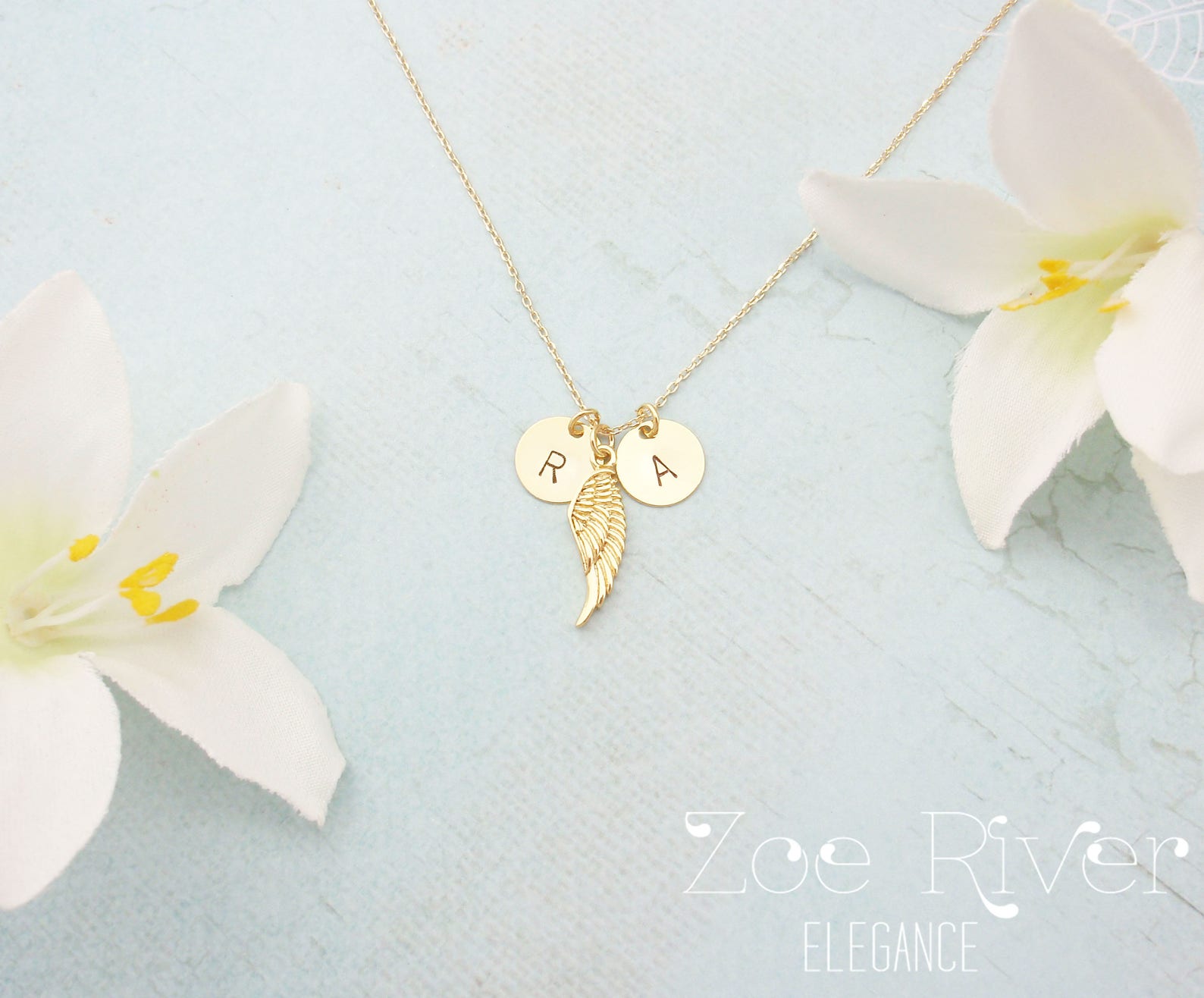 Personalized Angel Wing Necklace. Choose Rose Gold Silver or | Etsy