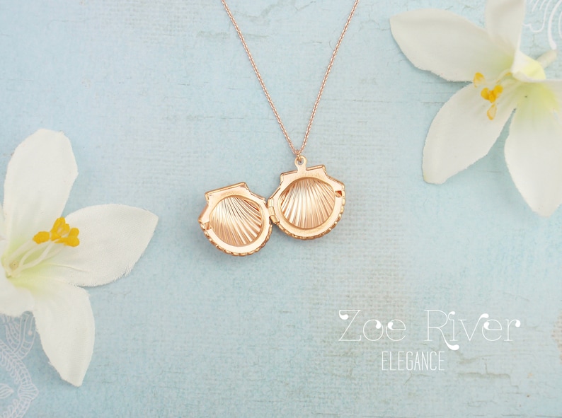 Personalized Scallop Shell Locket. Choose Gold or Rose Gold, Initial ...