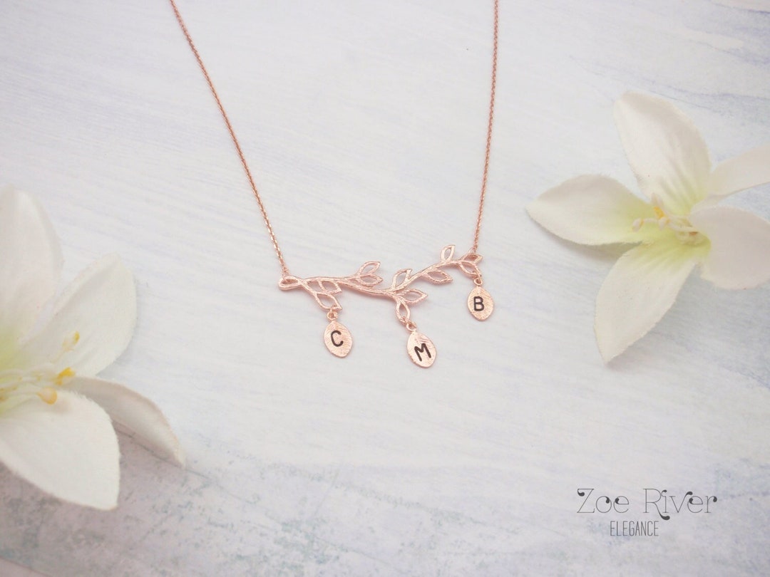 Personalized Initial Necklace. Family Tree Necklace. Silver or Gold or ...