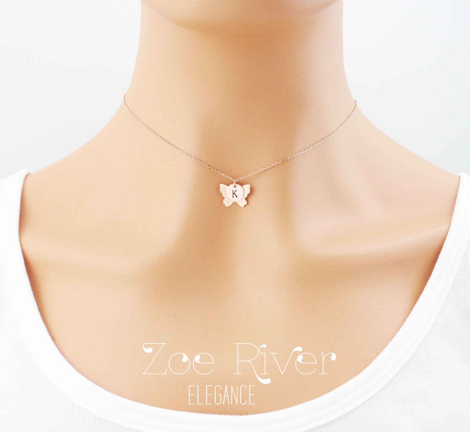 Personalized Butterfly Necklace. Choose Rose Gold, Silver or Gold ...