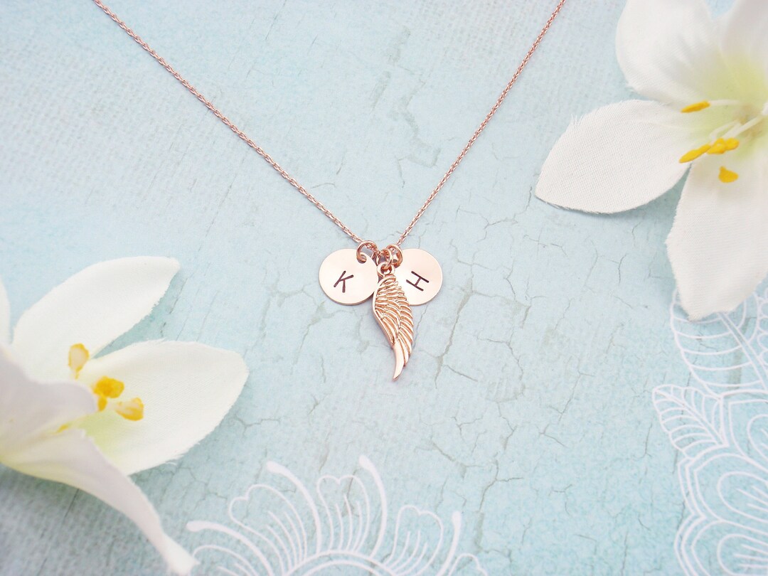 Personalized Angel Wing Necklace. Choose Rose Gold, Silver or Gold ...
