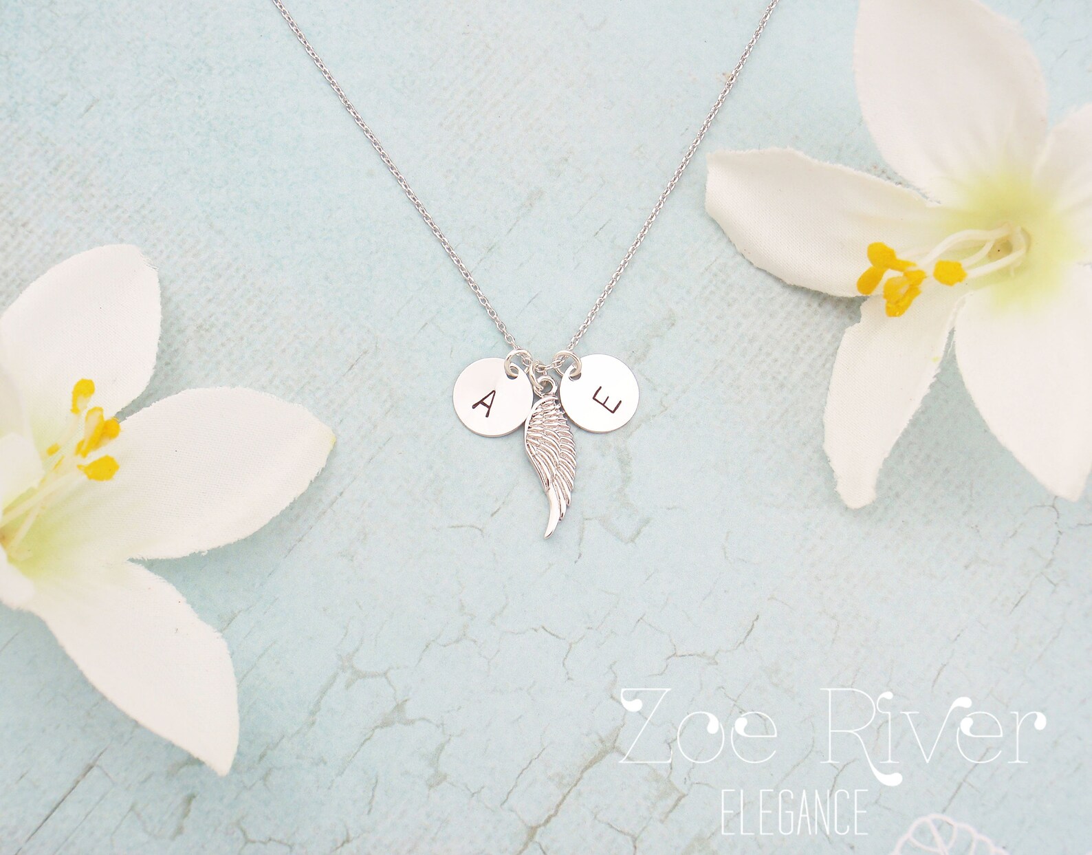 Personalized Angel Wing Necklace. Choose Rose Gold Silver or | Etsy