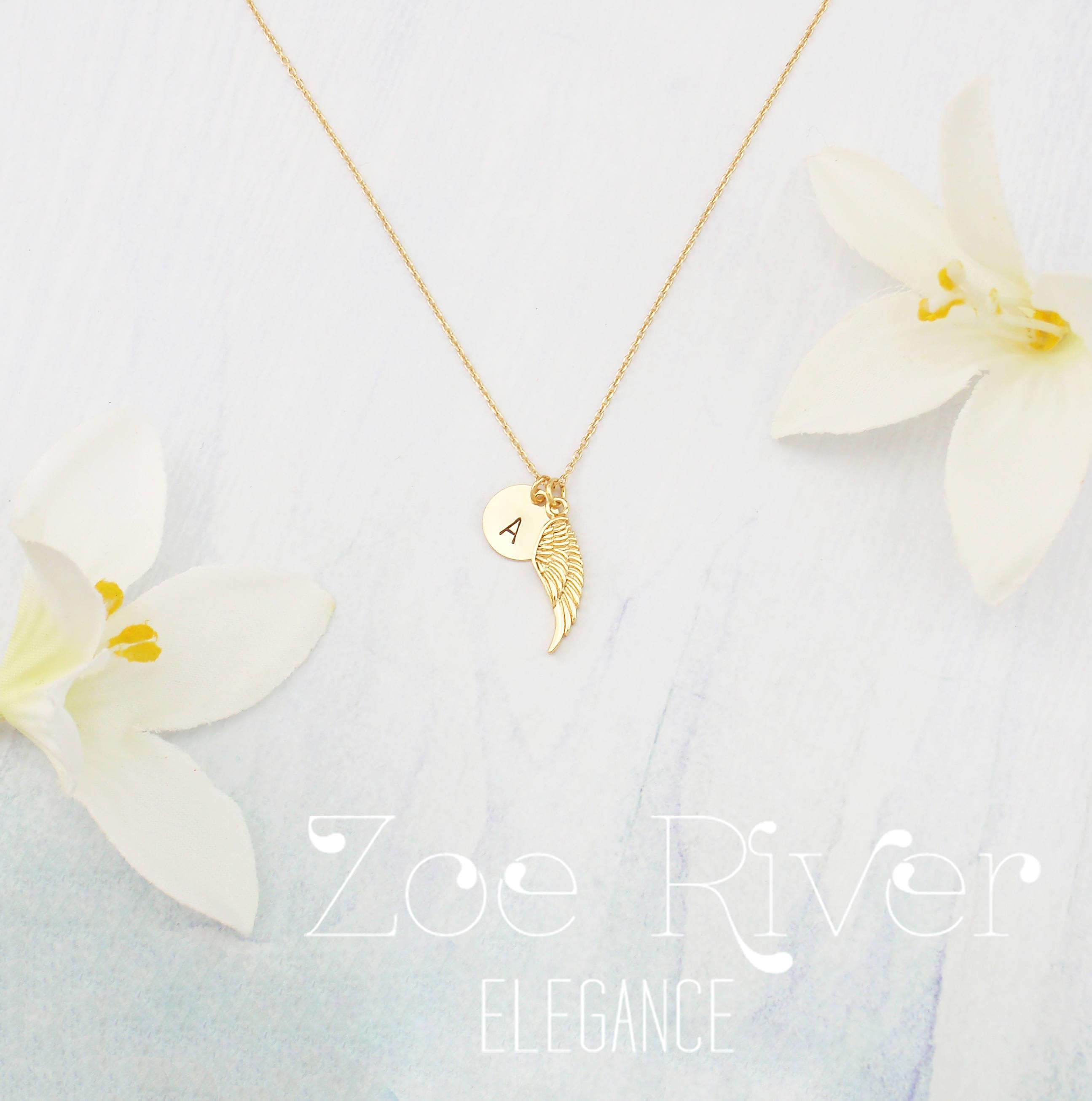 Personalized Angel Wing Necklace. Choose Rose Gold, Silver or Gold ...