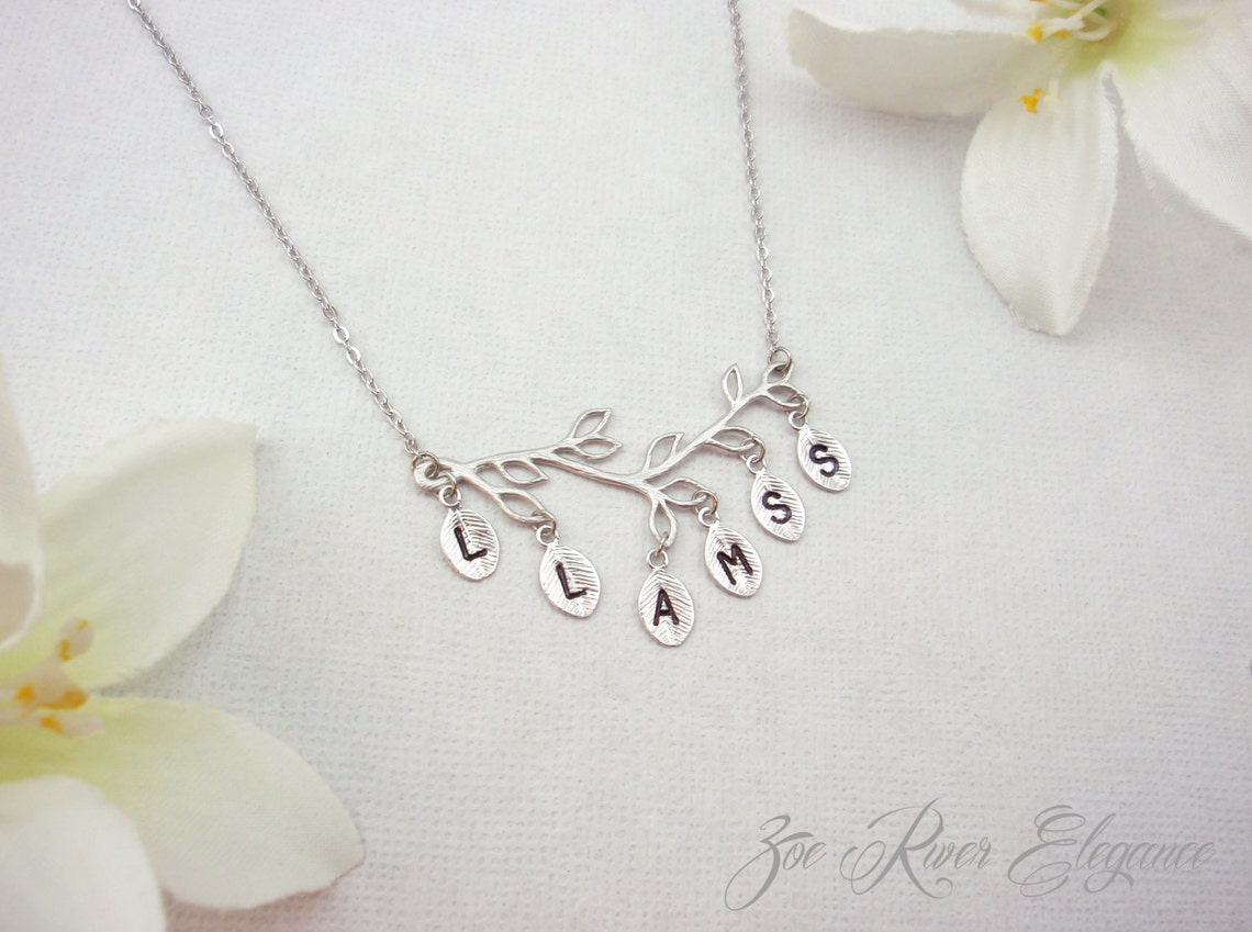 Personalized Initial Necklace. Family Tree Necklace. Silver or - Etsy