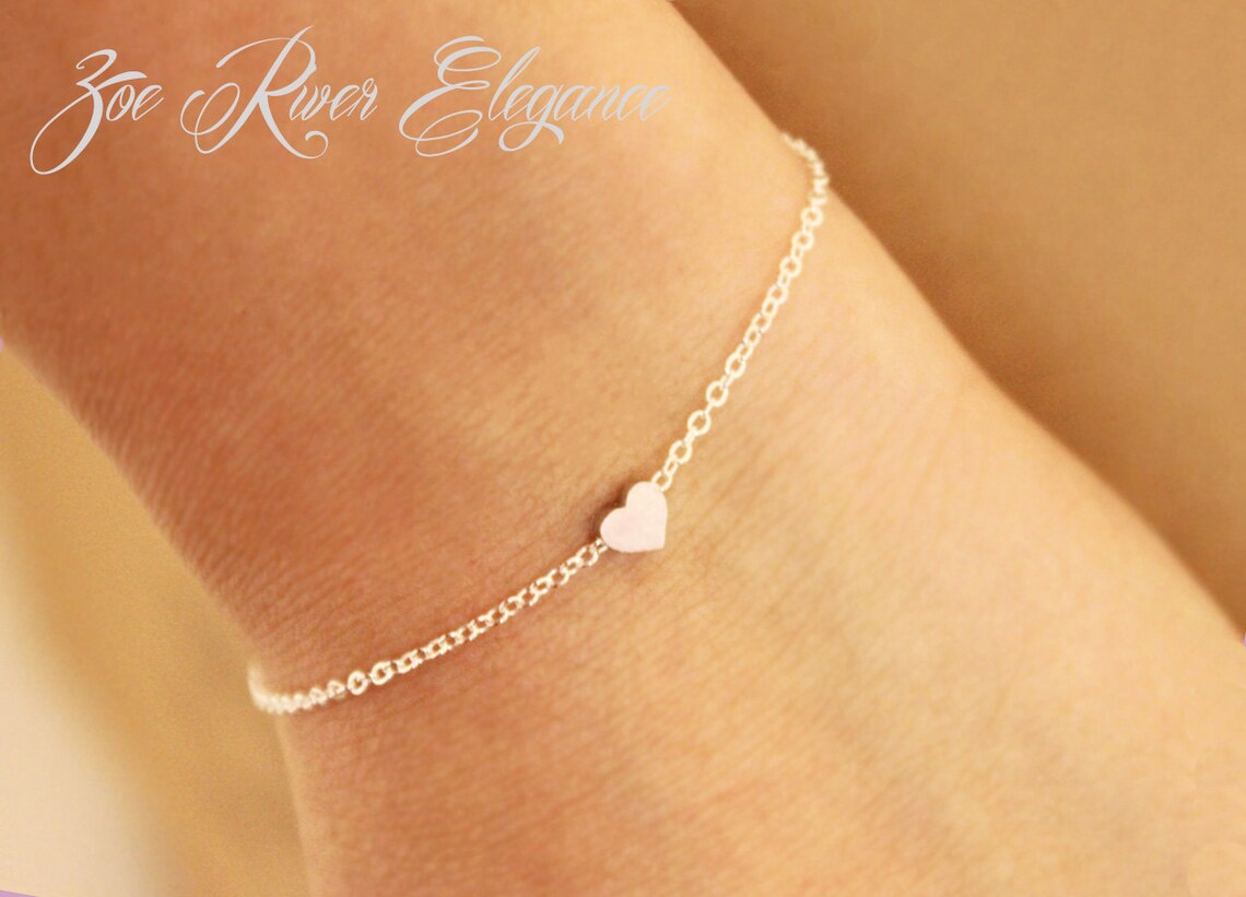 Tiny Rose Gold or Silver or Gold Heart Bracelet. Elegant, Dainty ...