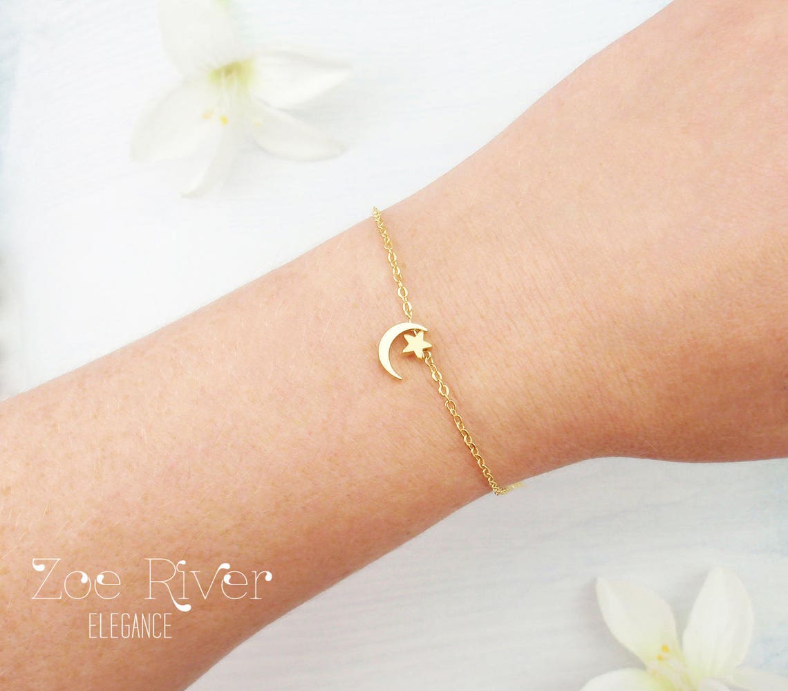 I Love You to the Moon and Back Bracelet. Dainty Rose Gold - Etsy